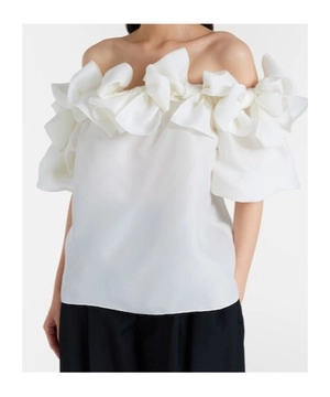 Carolina Herrera Off-shoulder Silk Top With Ruffle Detail