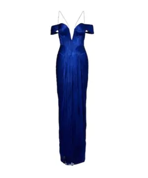 MARIA LUCIA HOHAN Camilla Metallic Silk Tulle Bustier Gown - Blue