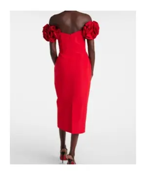 Carolina Herrera Off-shoulder Silk Cocktail Dress With Ruffled Sleeves