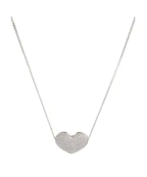 EERA Heart Pavé Diamond Necklace In 18kt White Gold
