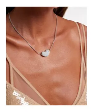 EERA Heart Pavé Diamond Necklace In 18kt White Gold