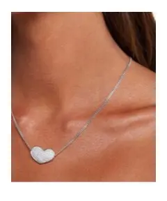 EERA Heart Pavé Diamond Necklace In 18kt White Gold