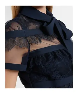 Elie Saab Lace Tie-neck Midi Dress