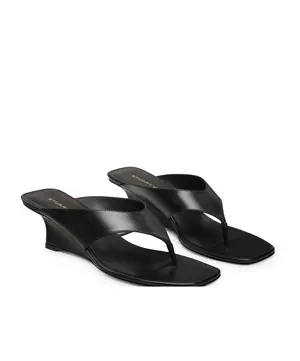 STUART WEITZMAN Vinnie Wedge Thong Sandals - Black