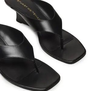 STUART WEITZMAN Vinnie Wedge Thong Sandals - Black
