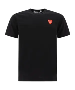 Play Comme Des Garcon Comme Des Garçons Play Double Heart Crewneck T-shirt - Black