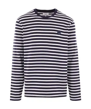 Maison Kitsuné Maison Kitsun Bold Fox Head Patch Striped T-shirt