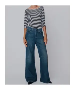 Marella High-waisted Wide-leg Jeans - Navy Blue