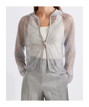 Marella Rhinestone Mesh Blouson Jacket