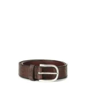 Orciani Embossed Leather Belt With Buckle - Brown