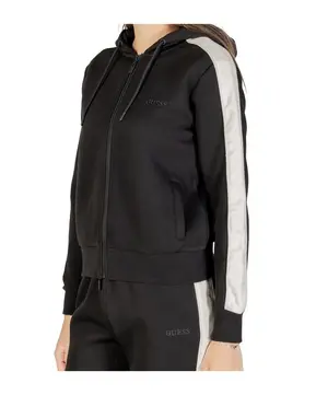 Guess Zip-up Hooded Sweatshirt With Embroidered Logo