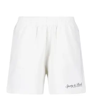 SPORTY  RICH Sporty & Rich Elastic Waist Shorts With Logo Detail - White