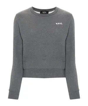 A.p.c. Flocked-logo Cotton Sweatshirt - Gray