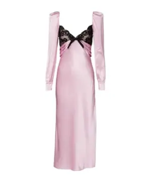 Alessandra Rich Lace-trimmed Silk Satin Midi Dress - Pink