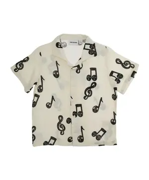 MINI RODINI Musical Note Print Muslin Shirt - White