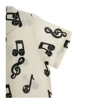 MINI RODINI Musical Note Print Muslin Shirt
