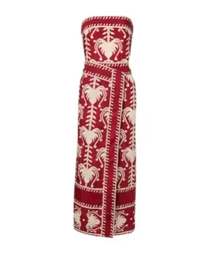 Johanna Ortiz Ancient Peru Cotton Wrap Dress - Red