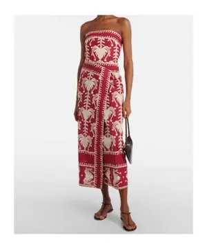 Johanna Ortiz Ancient Peru Cotton Wrap Dress - Red