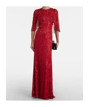 Jenny Packham Violetta Embellished Caped Gown