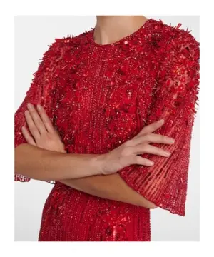 Jenny Packham Violetta Embellished Caped Gown