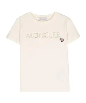 Moncler Embroidered Logo Crewneck T-shirt - Beige