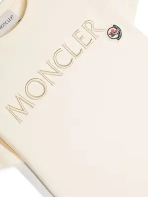 Moncler Embroidered Logo Crewneck T-shirt - Beige