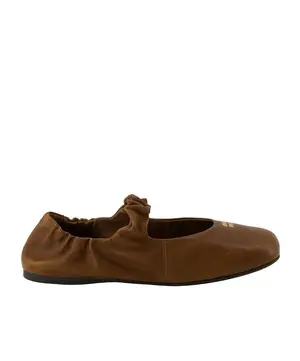 Miu Miu Logo-detailed Ballet Flats - Brown