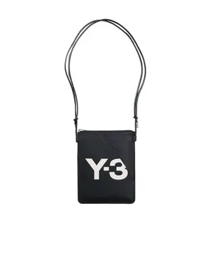 Y3 Logo Printed Zip-up Crossbody Bag - Black