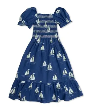 MINI RODINI Square Neck Boat Print Maxi Dress