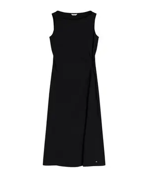 Tommy Hilfiger Sleeveless Boat Neck Dress With Knotted Waist - Black
