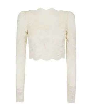 Rabanne Long Sleeved Cropped Laced Top - Ivory