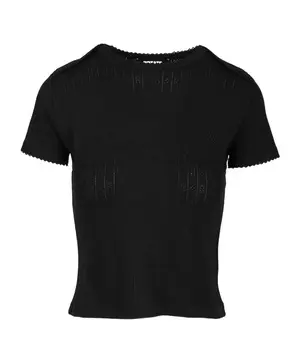 ROTATE BY BIRGER CHRISTENSEN Pointelle Fitted Top - Black