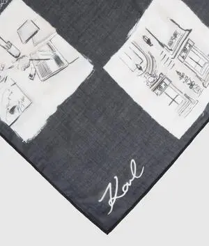 Karl Lagerfeld Sketch Checkerboard Scarf