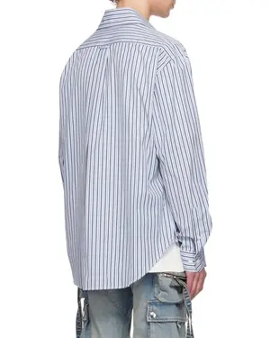 Palm Angels Logo Printed Striped Shirt