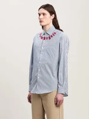 Palm Angels Logo Printed Striped Shirt