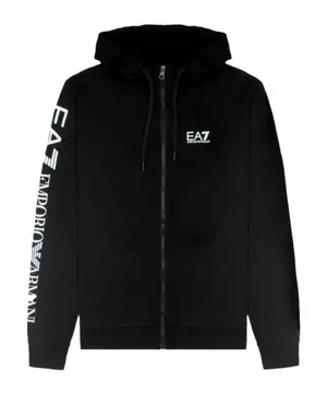 EA7 Logo-print Zip-up Hoodie - Black