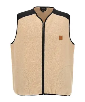 A.p.c. Nate Logo Patch Zip-up Vest - Nude