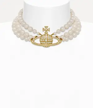 VIVIENNE WESTWOOD Three-row Pearl Embellished Necklace With Orb Buckle
