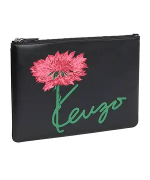Kenzo Tulip' Pouch In Leather - Black
