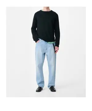 Studio Nicholson Riso Logo Patch Straight Leg Jeans - Blue