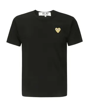 Play Comme Des Garcon Comme Des Garçons Play Golden Heart Patch Crewneck T-shirt - Black