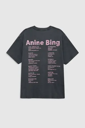 ANINE BING Smiley Print Cotton Blend T-shirt - Washed Ash