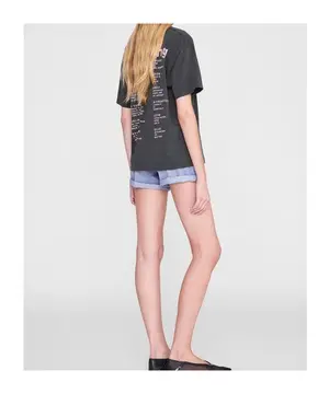 ANINE BING Smiley Print Cotton Blend T-shirt - Washed Ash