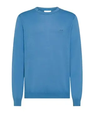 SUN 68 Crew Neck Logo Jumper - Sky-blue