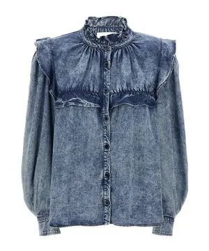 Isabel Marant Étoile Idety Ruffled Denim Shirt - Gray
