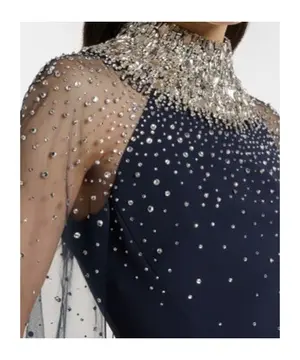 Jenny Packham Zadie Embellished Tulle Cape Gown - Black