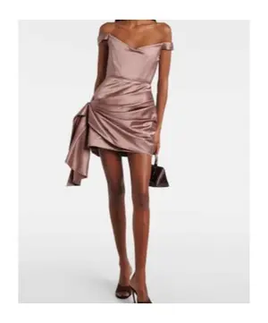 Alex Perry Off-shoulder Draped Satin Mini Dress
