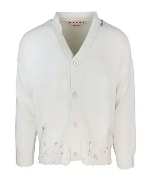 Marni Logo Embroidered V-neck Knitted Cardigan