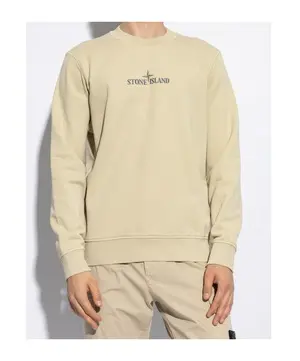 Stone Island Cotton Crewneck Sweatshirt With Logo - Plaster