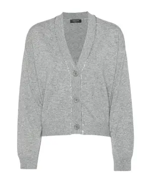 Fabiana Filippi Sequin-embellished Virgin Wool Blend Cardigan - Gray
